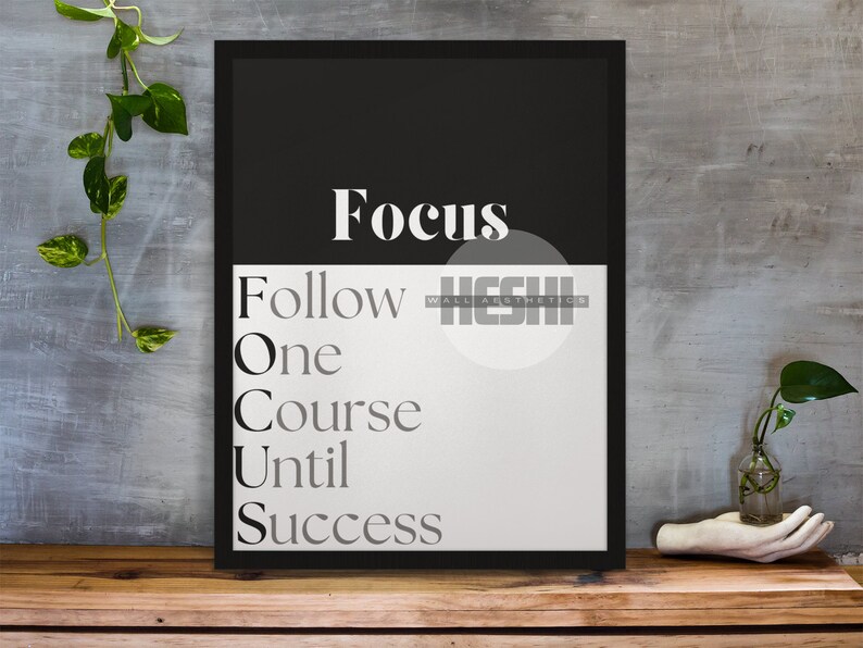 Focus Motivational Poster, Home Office Decor, Inspirational Canvas Wall ...