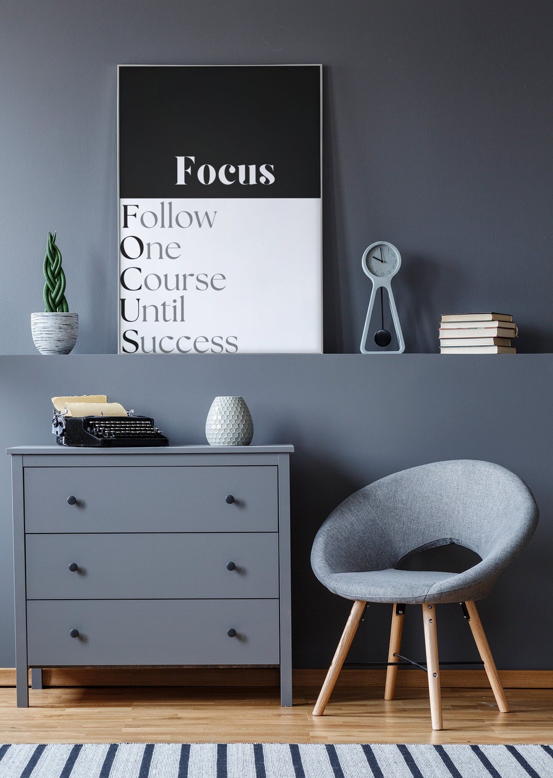Focus Motivational Poster, Home Office Decor, Inspirational Canvas Wall ...