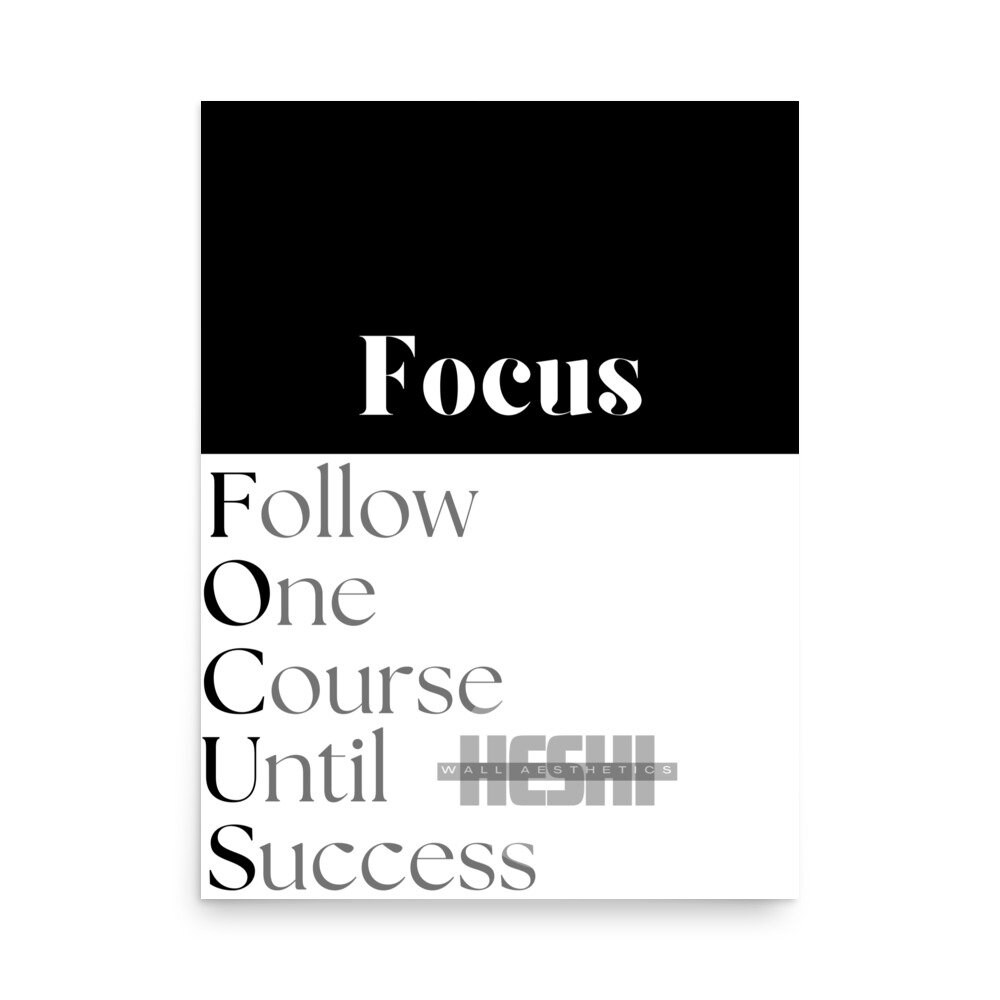 Focus Motivational Poster, Home Office Decor, Inspirational Canvas Wall ...