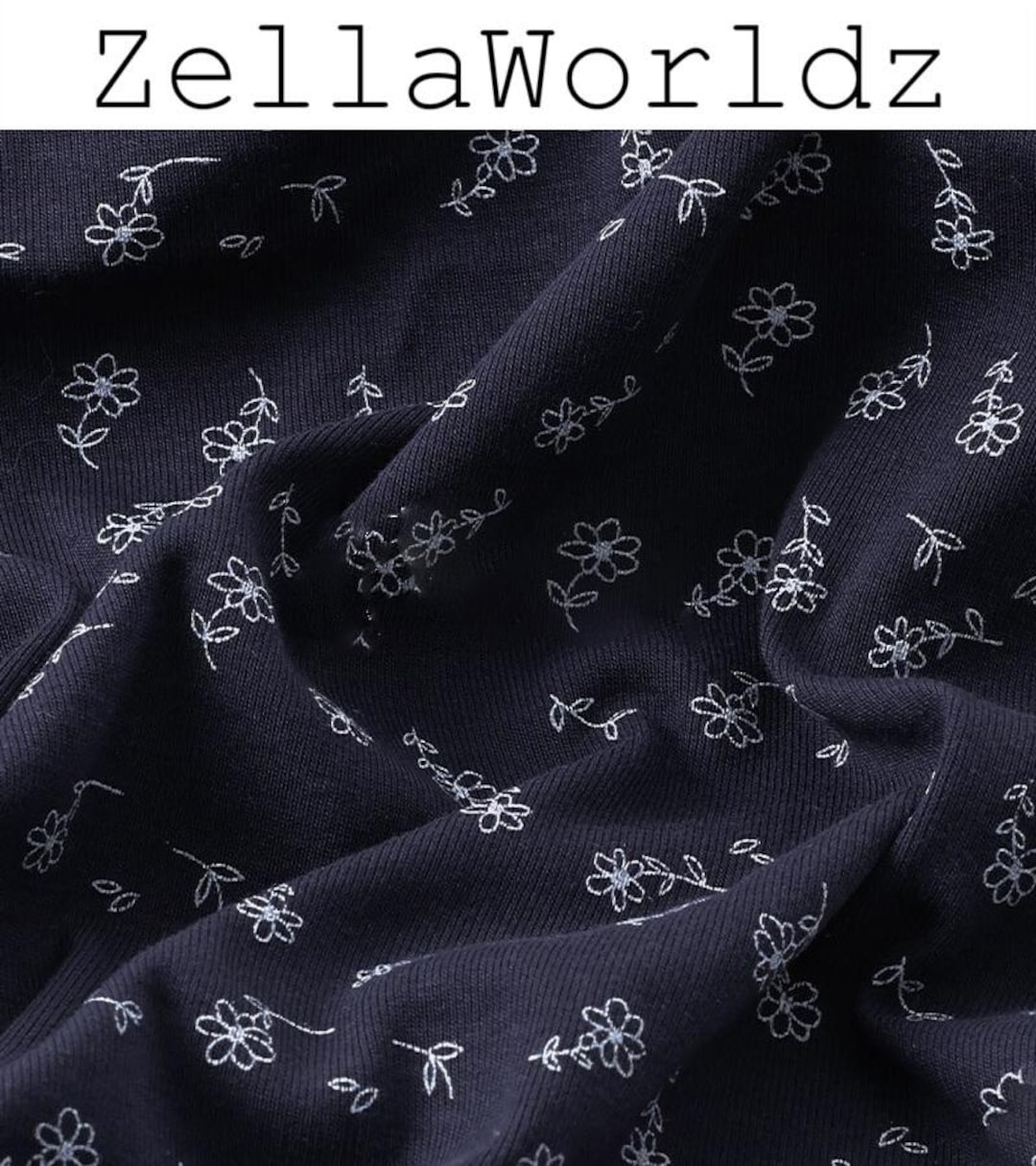 Floral Ribbed Knit Fabric, Retro Flowers Print Rib Knit Fabric, 1×1 ...