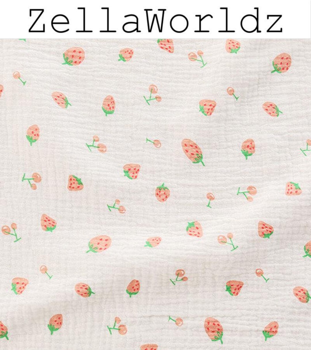 Strawberry Print Double Gauze Cotton Fabric: Soft Crinkled Muslin ...