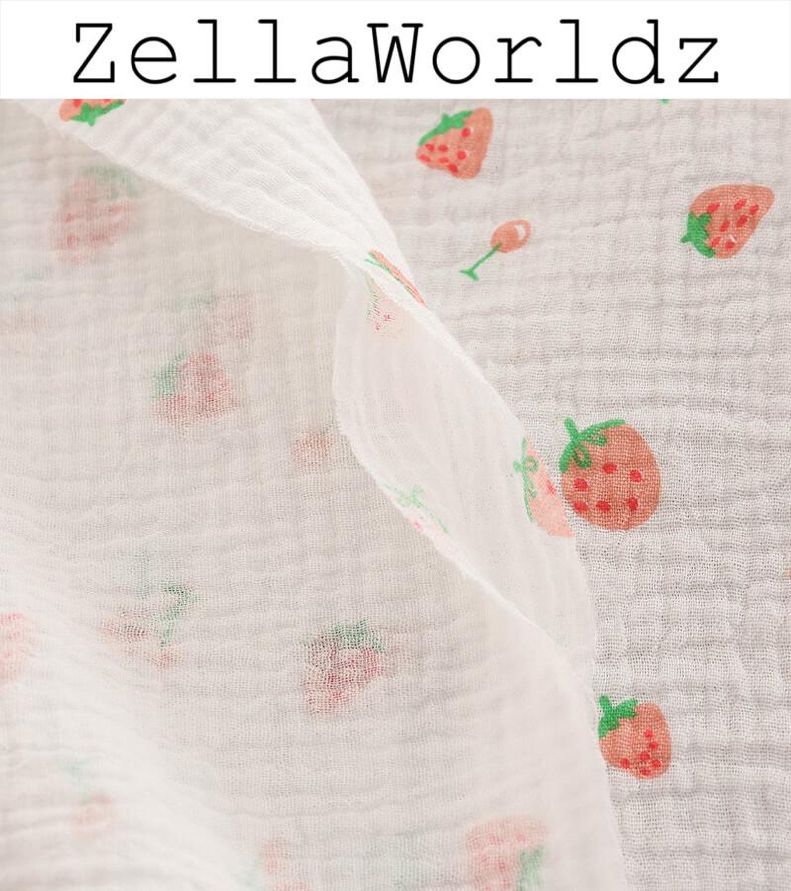 Strawberry Print Double Gauze Cotton Fabric: Soft Crinkled Muslin ...
