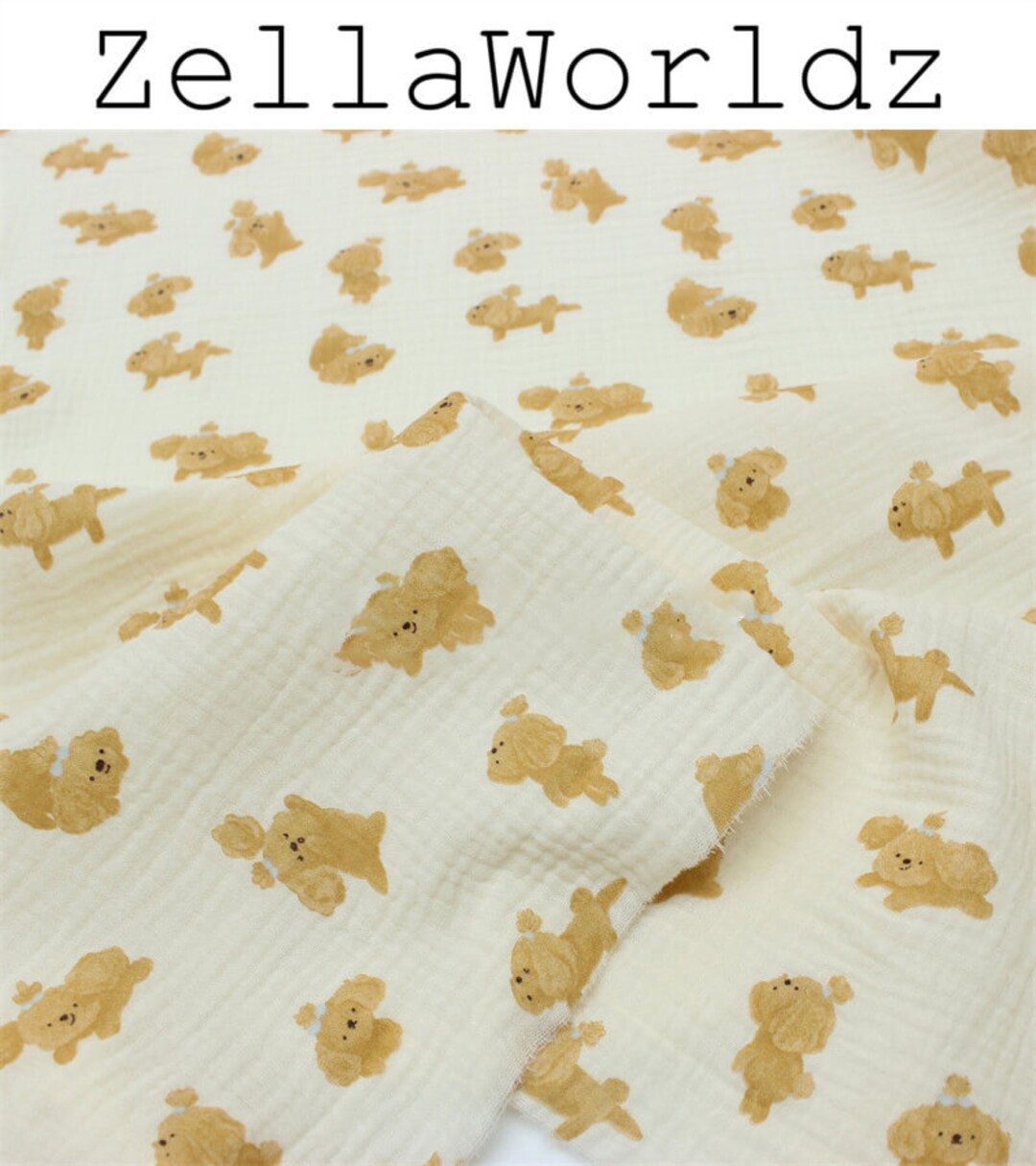 Poodle Dog Print Cotton Gauze Fabric: Crinkled Muslin Baby Blanket - Etsy