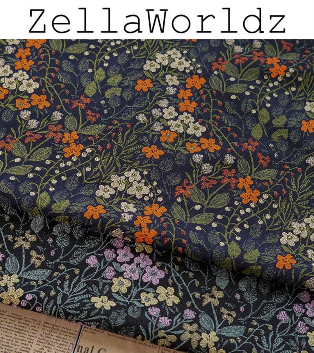 Retro Flowers Plants Jacquard Embossed Fabric: DIY Sewing Craft ...