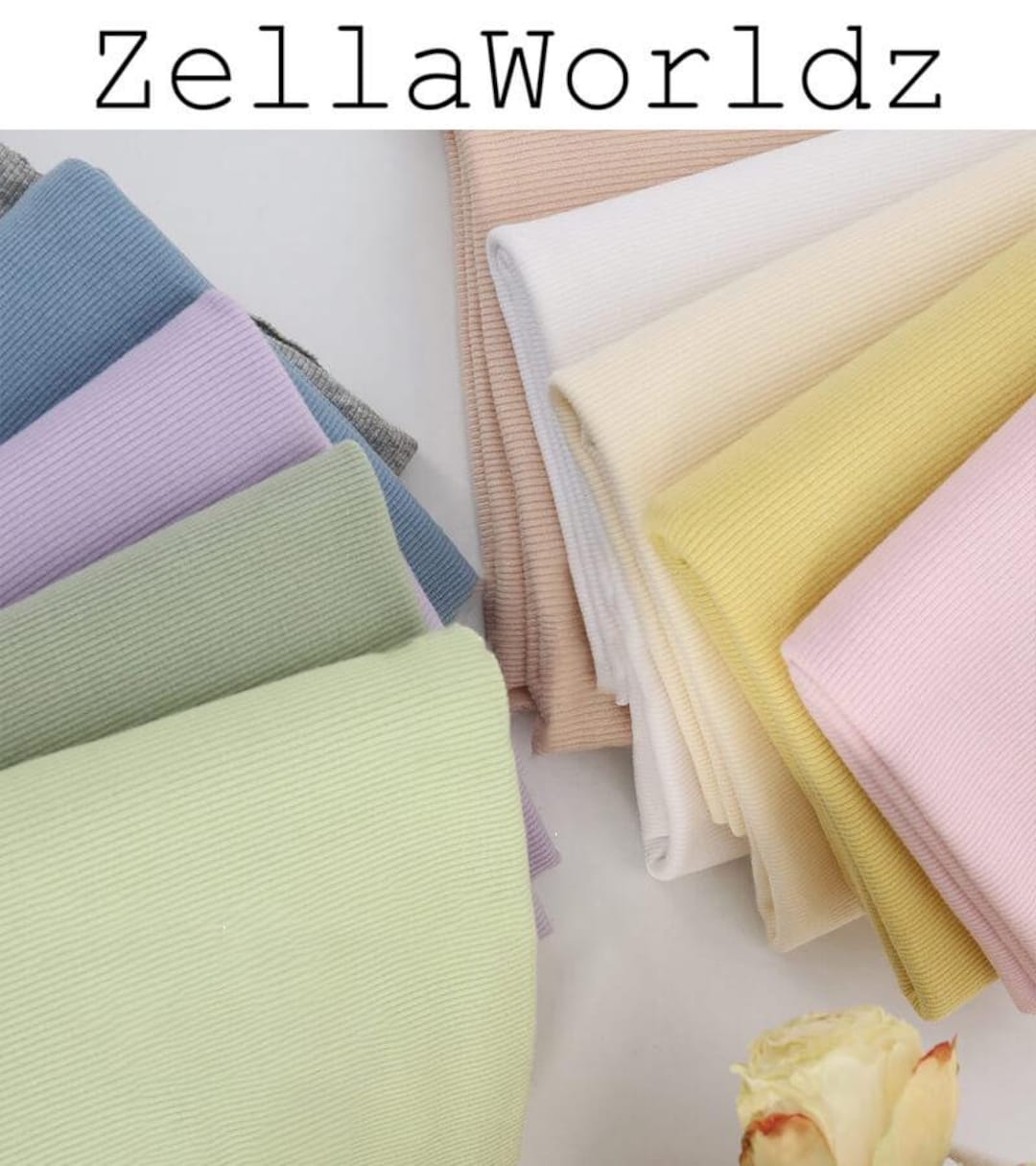 Ribbed Knit Fabric: 2x2 Solid Color Cotton Spandex Blend, by the Yard ...