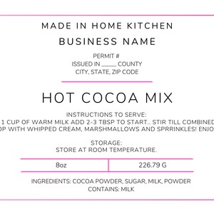 Editable Food Labels | Food Cottage Operations| Home Bakery | Cake ...
