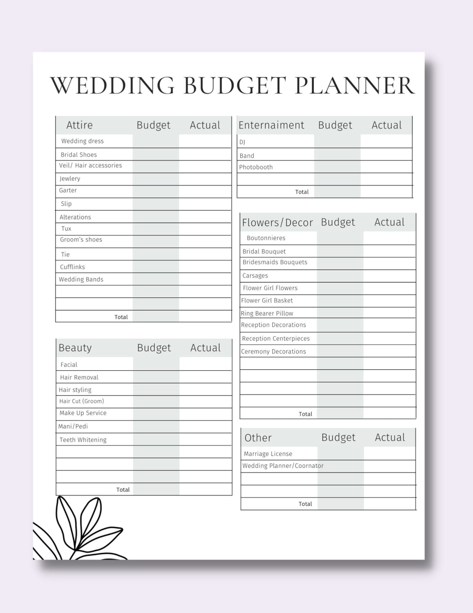 Wedding Budget Planner Wedding Budget Tracker Organized - Etsy