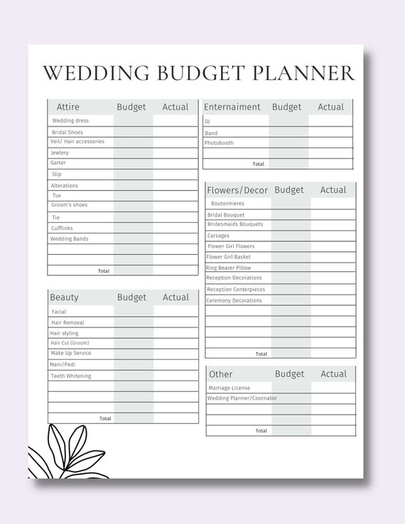Wedding Budget Planner Wedding Budget Tracker Organized - Etsy