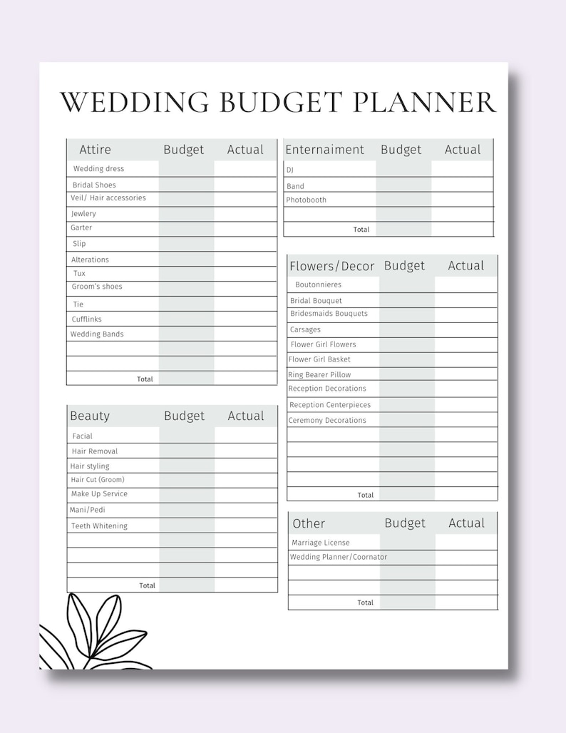 Wedding Budget Planner & Tracker (digital Download) - Etsy