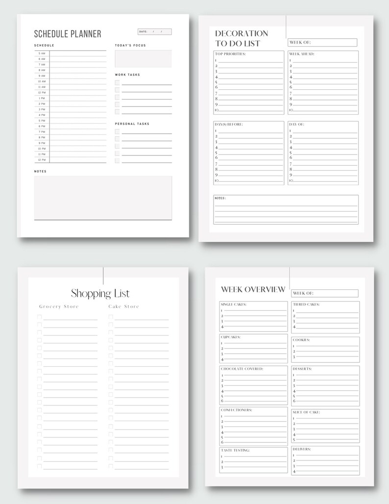 Baker Cake Decorator Weekly Planner Cake Order Planner - Etsy