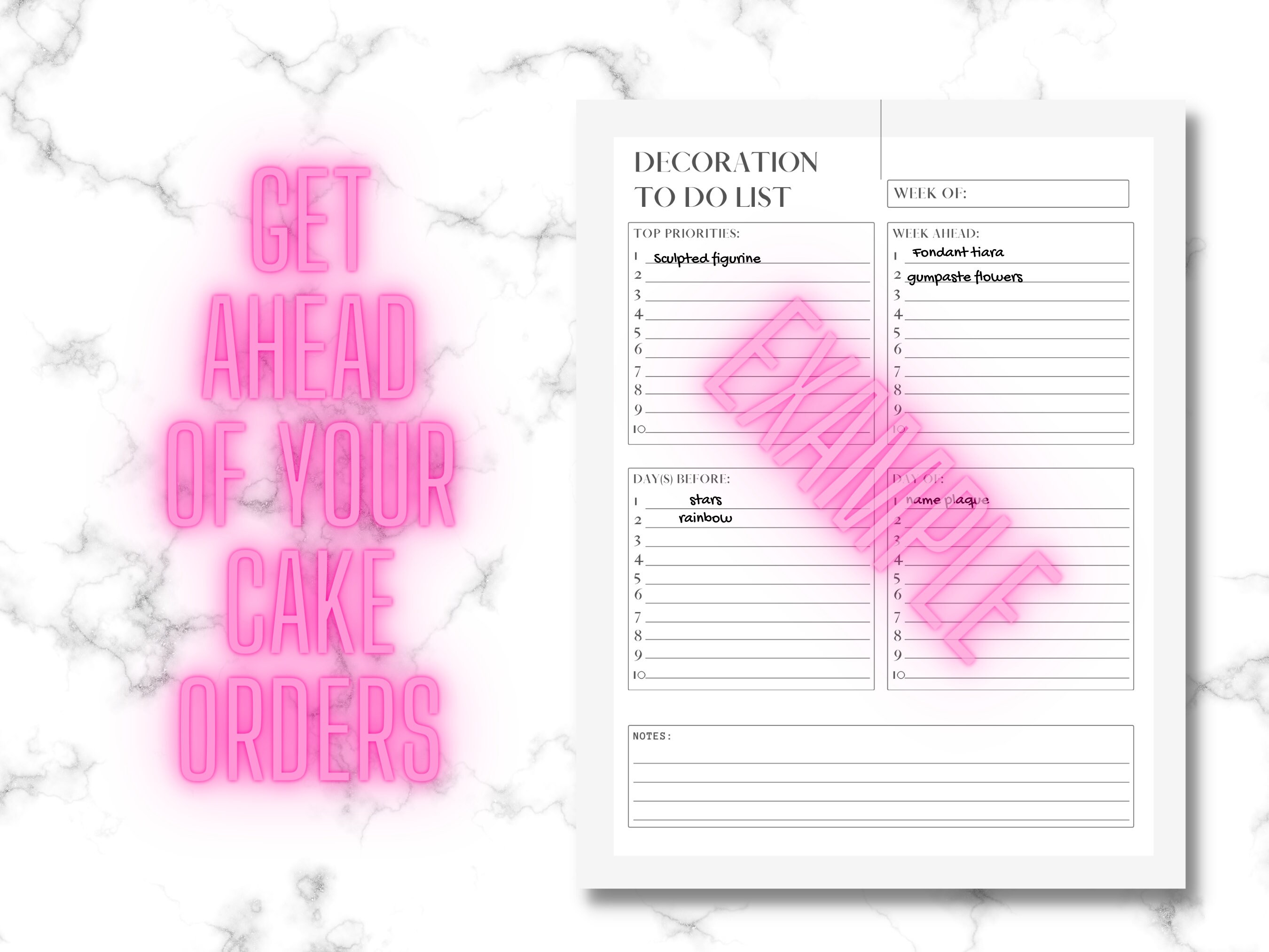 Baking Planner| Daily Planner for Bakers| Cake Order Planner| Cake ...
