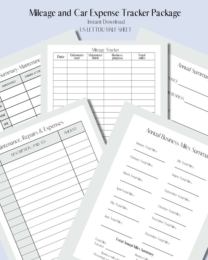 Car Mileage and Expense Log|download| Instantly Print| Planner| Car Log ...