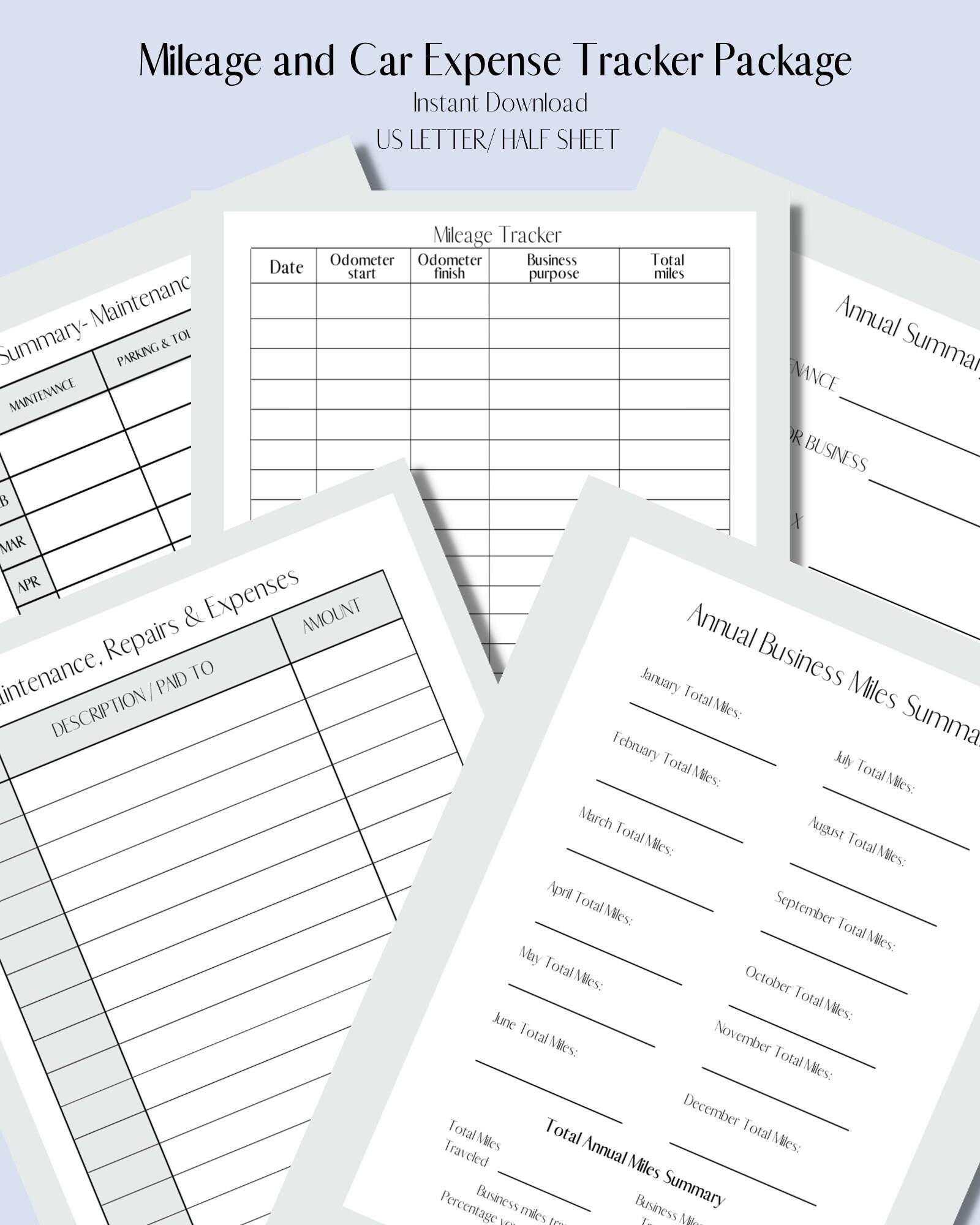 Car Mileage and Expense Log|download| Instantly Print| Planner| Car Log ...