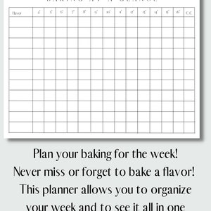 Baker| Cake Decorator Weekly Planner| Cake Order Planner| Baking ...
