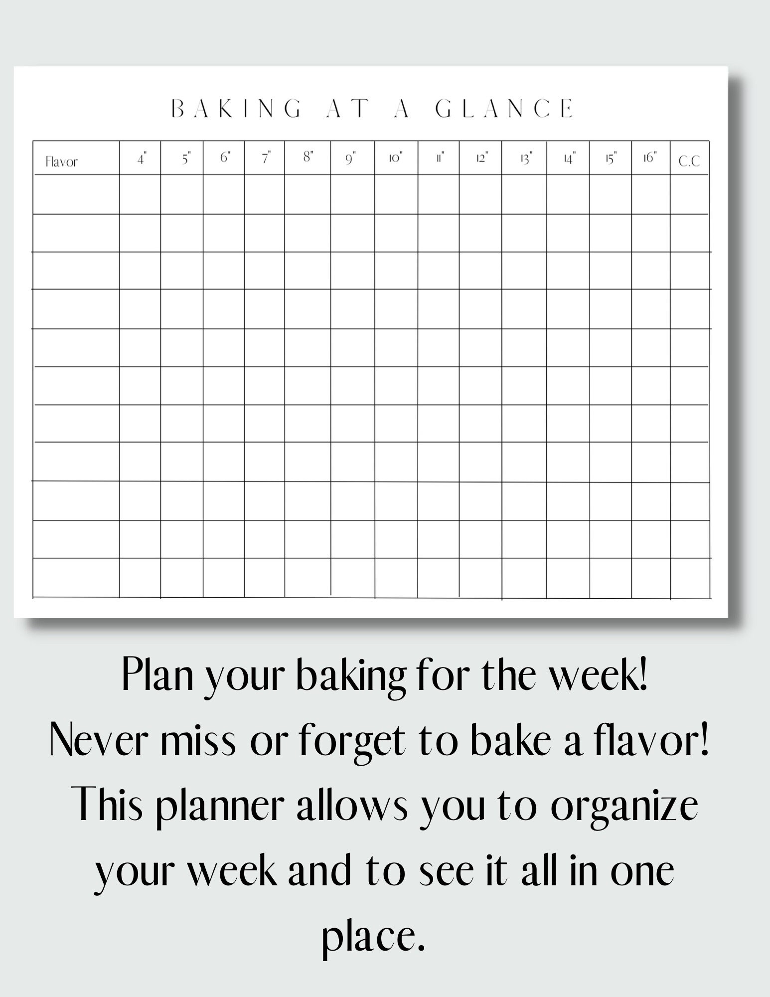 Baker Cake Decorator Weekly Planner Cake Order Planner - Etsy