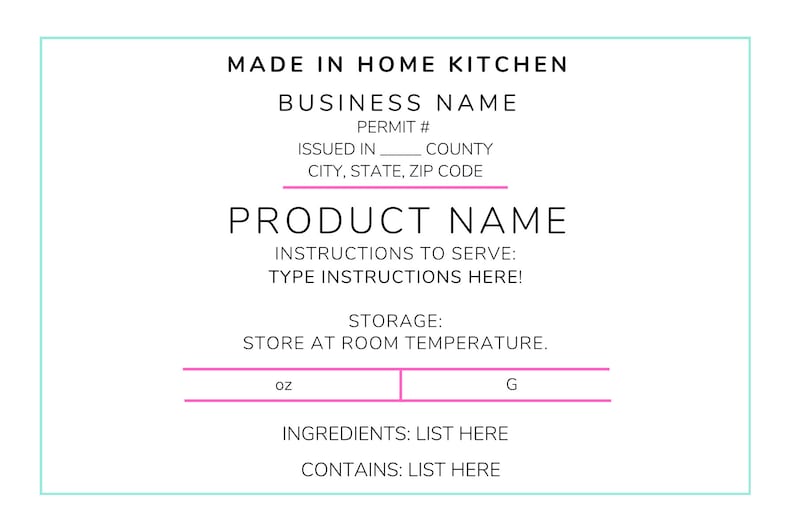 Editable Food Labels | Food Cottage Operations| Home Bakery | Cake ...