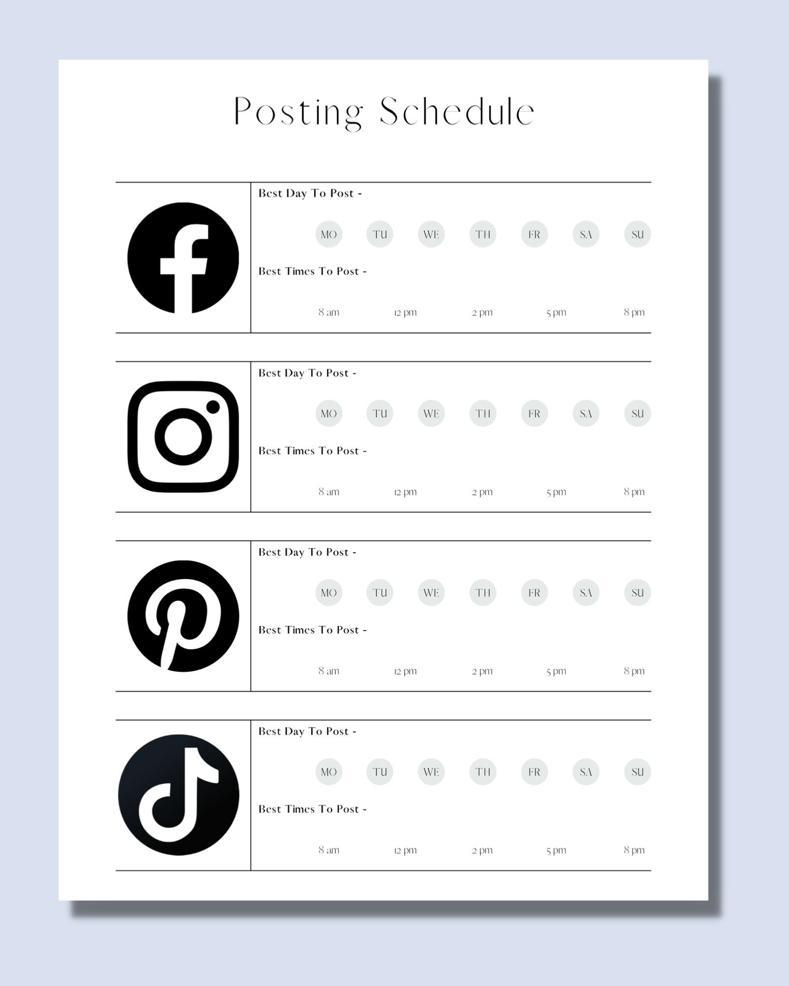 Social Media Planner| Planner| Tik Tok Planner| Media Planner ...
