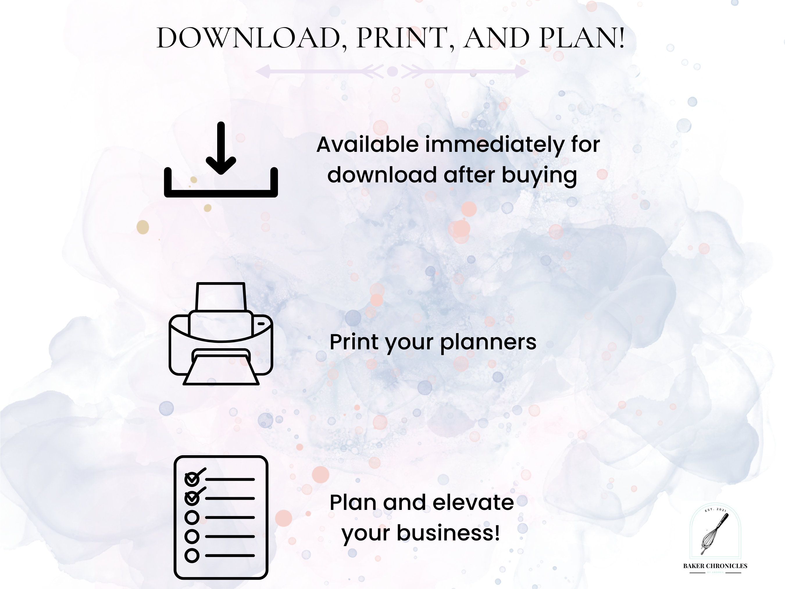 Baking Planner| Daily Planner for Bakers| Cake Order Planner| Cake ...