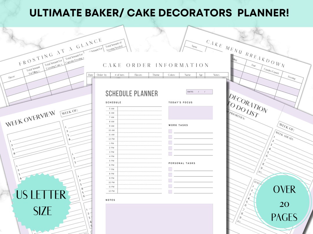 Baker| Cake Decorator Weekly Planner| Cake Order Planner| Baking ...