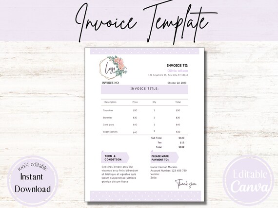 Elegant Invoice Template Invoice Template Professional - Etsy