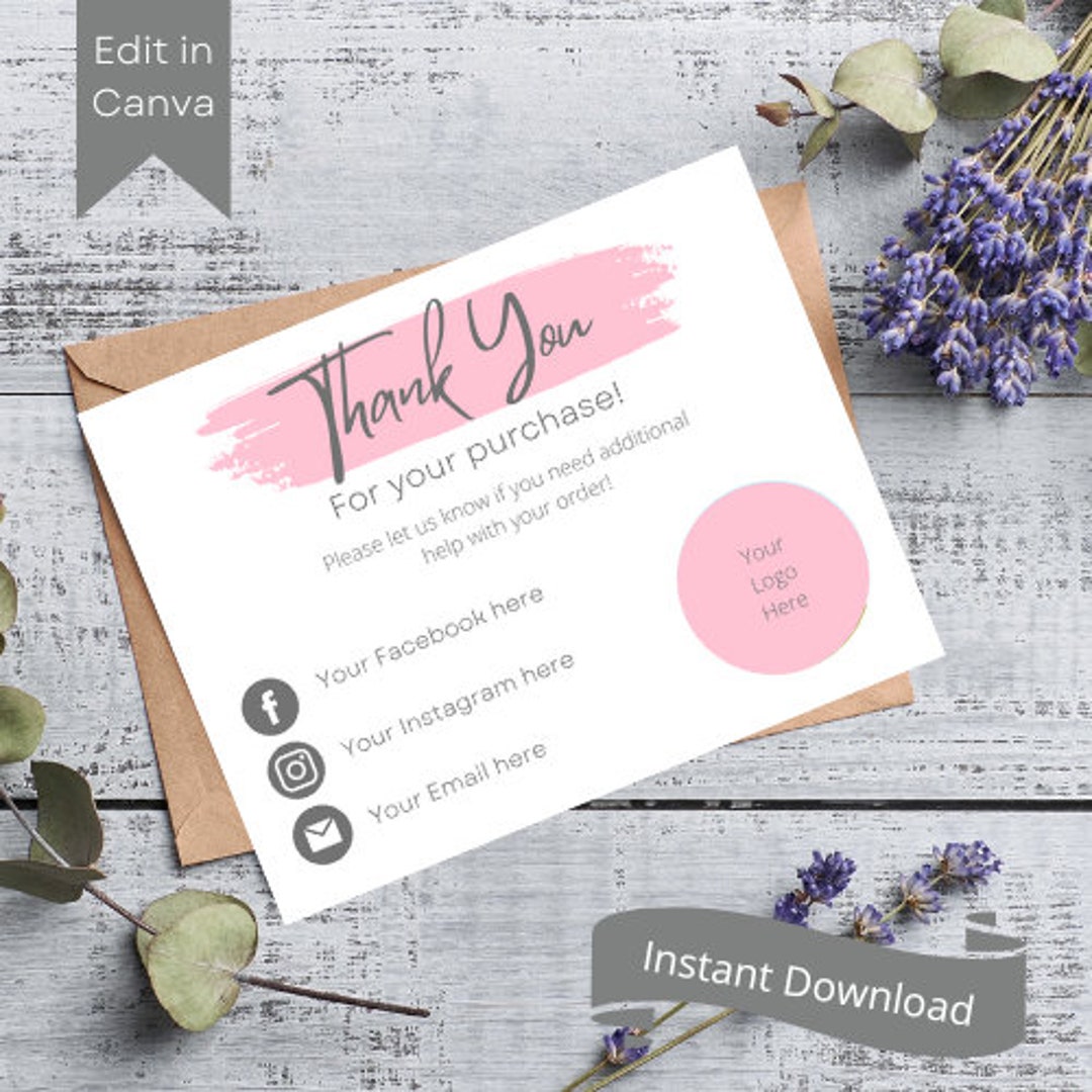 Editable Downloadable Template Thank You for Purchase for Small ...