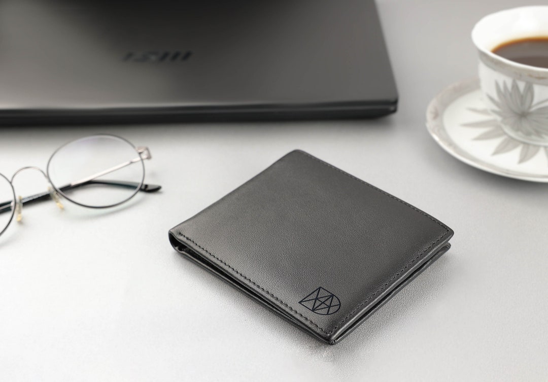 New Design Name Logo Elegance Handcrafted Leather Bifold Wallet • Slim ...