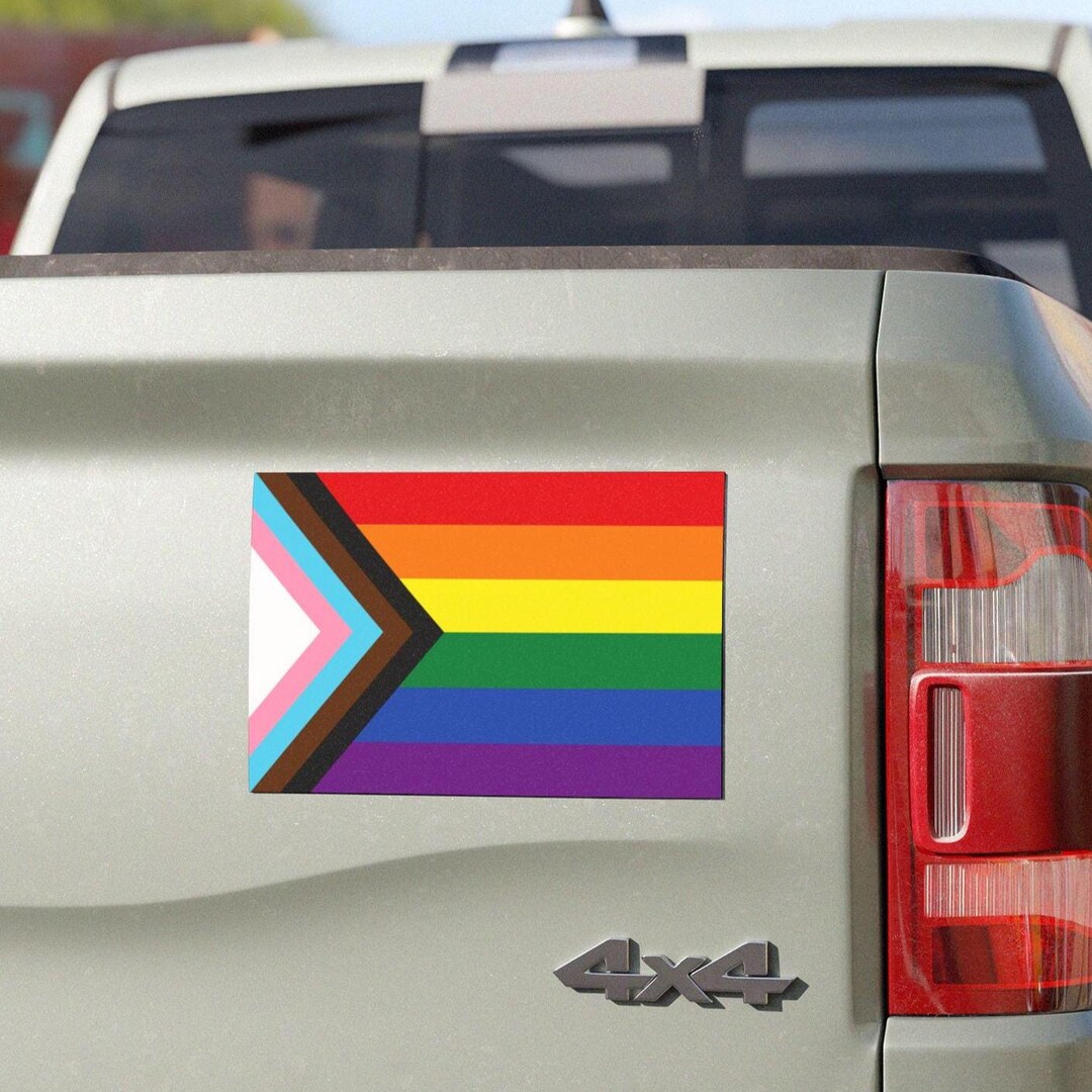 Progress Pride Rainbow Flag Car Bumper Magnet | Auto Vehicle Driver ...