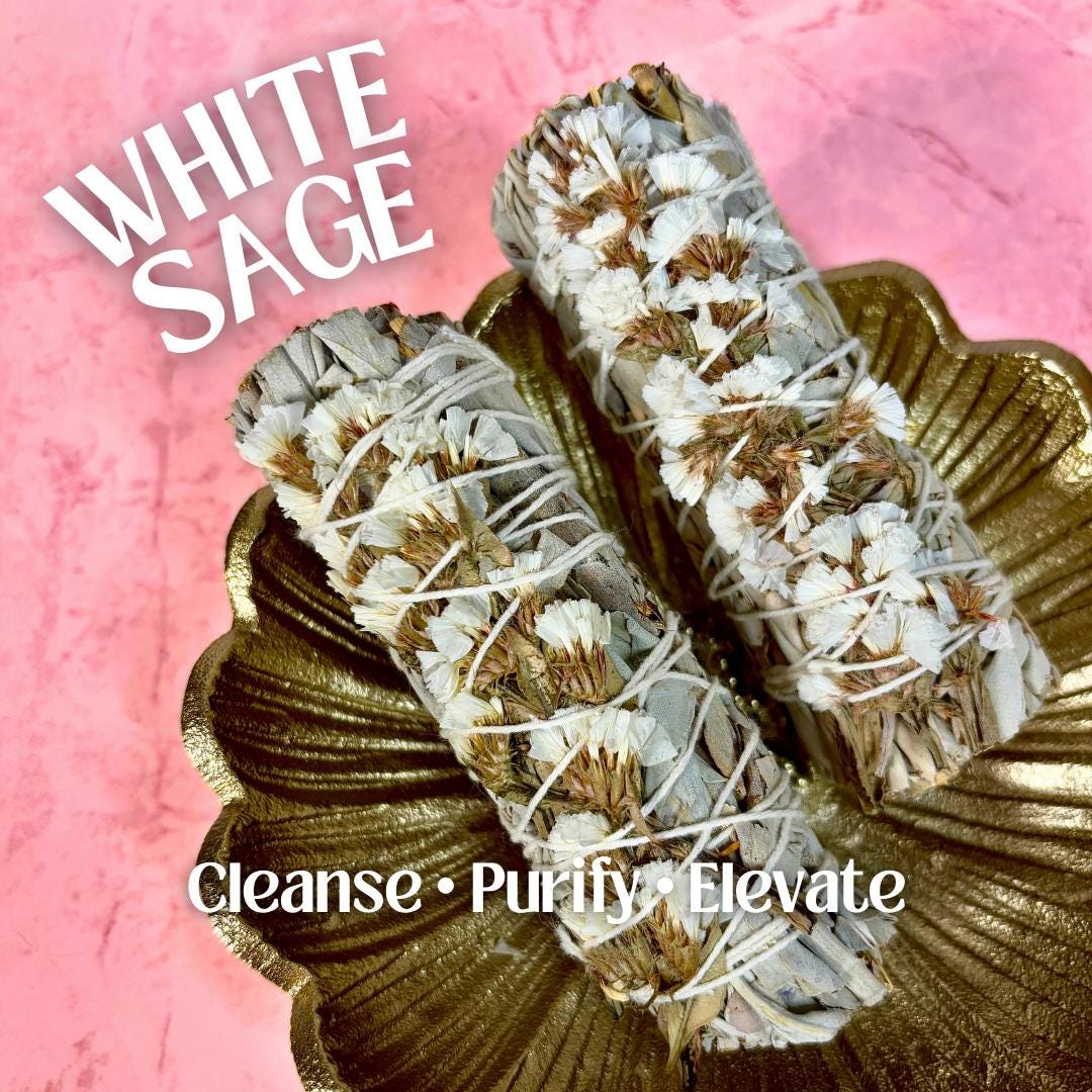 White Sage Smoke Cleansing Bundle | Dried Sinuata Floral Smudge Stick ...