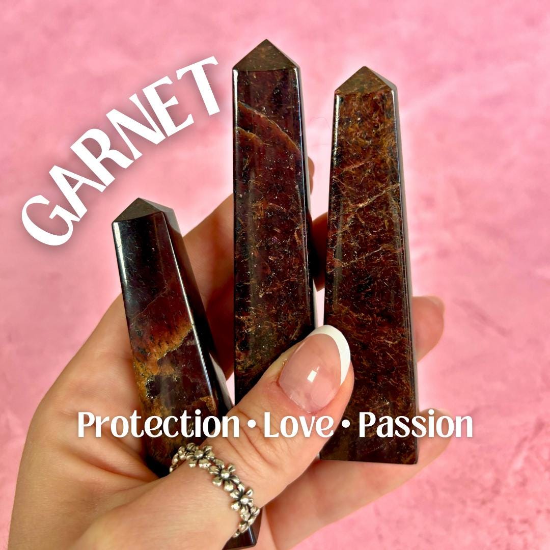 Almandine Red Garnet Obelisk Tower Point | All Natural Mineral From ...