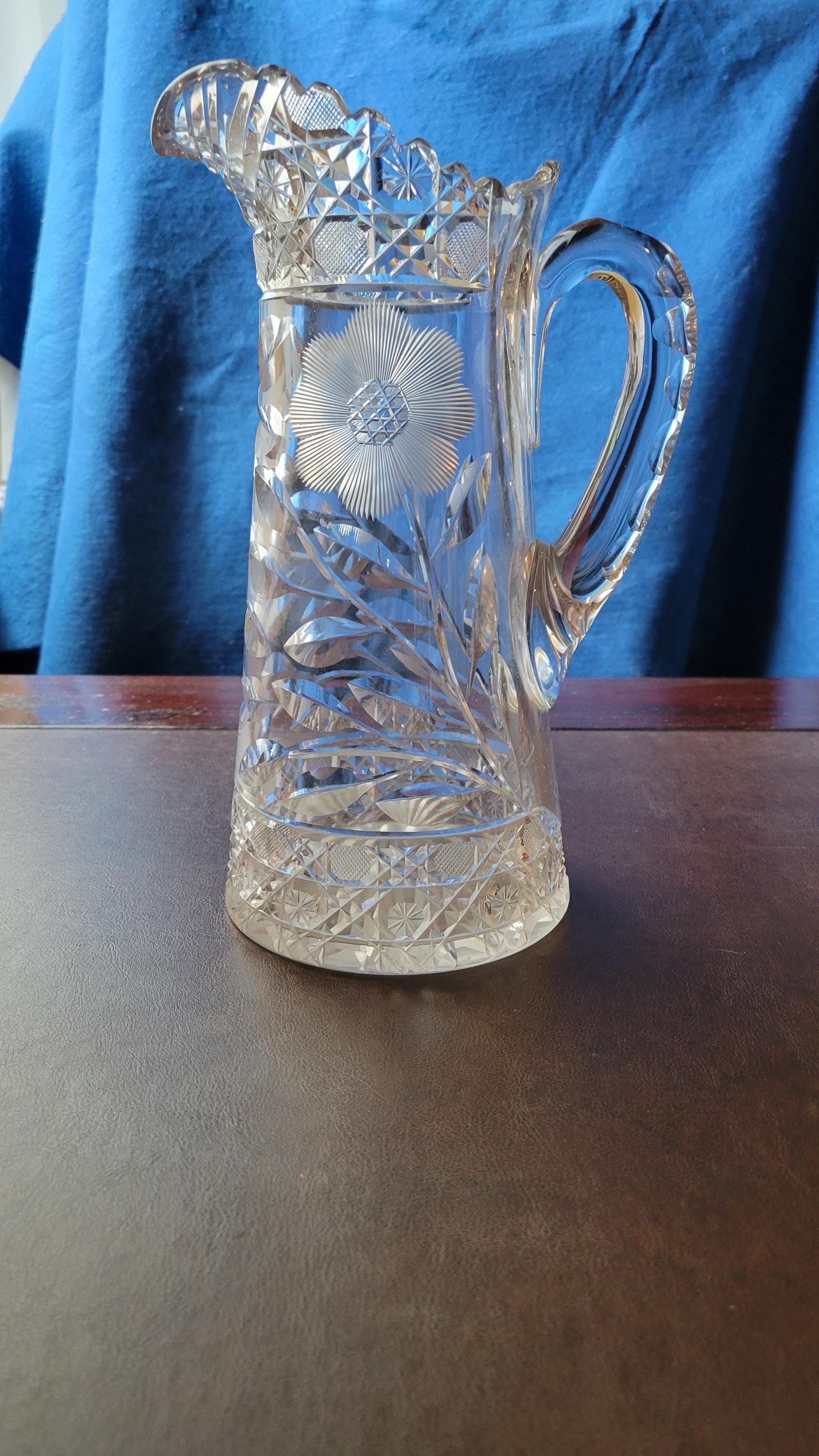 Crystal Pitcher With Flowers - Etsy