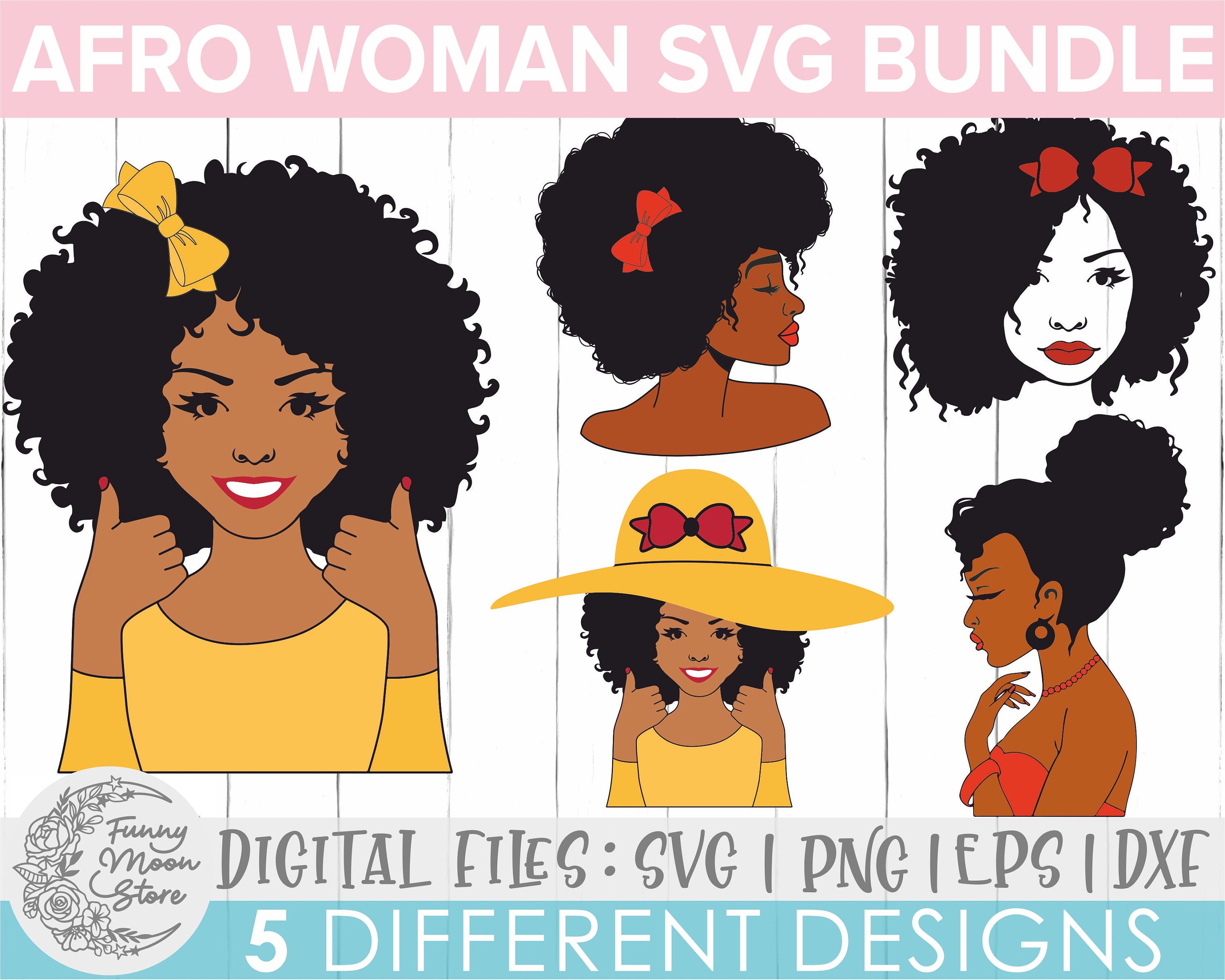 Craft Supplies & Tools Afro Girl Silhouette Svg Clipart Afro Hair Svg ...