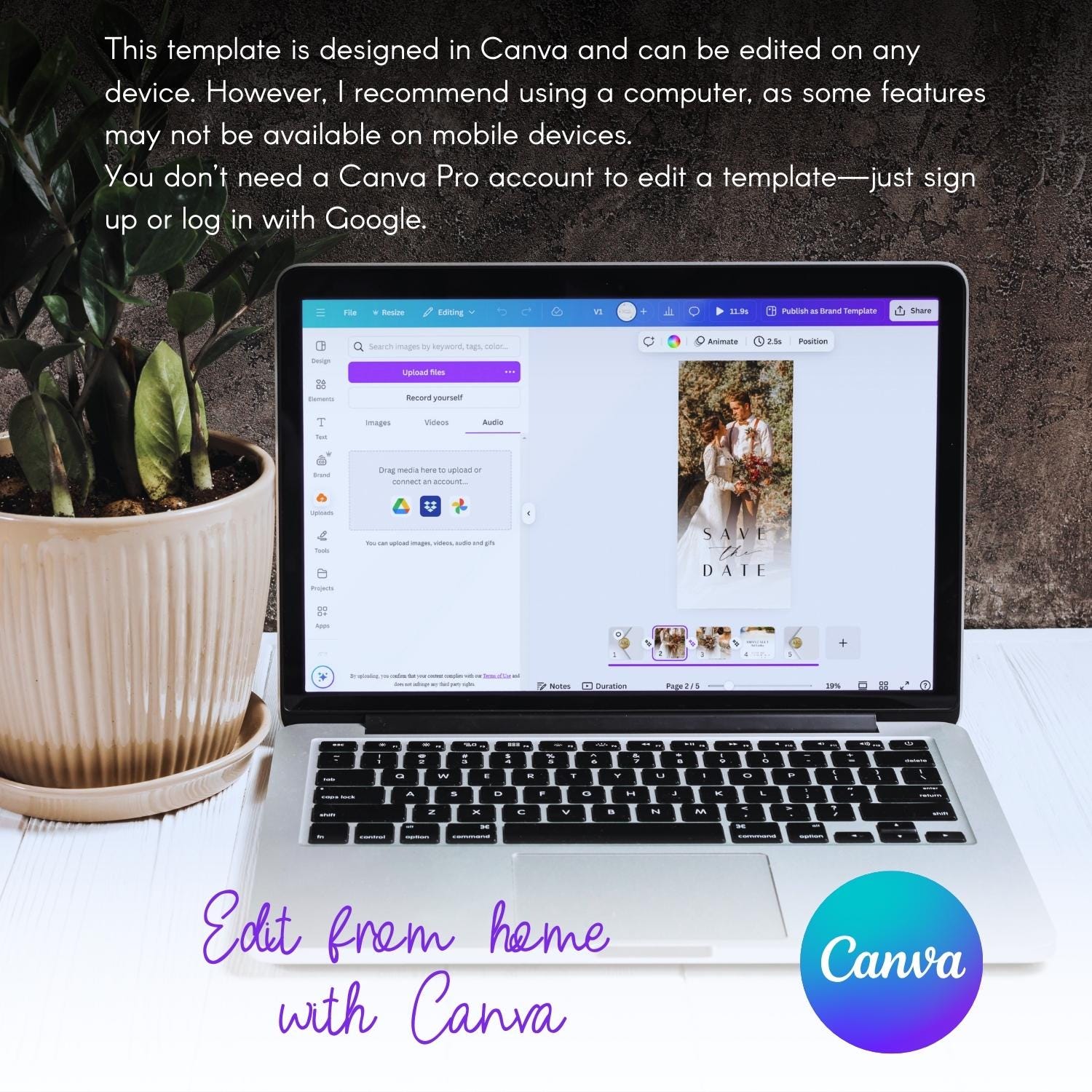 Animated Photo Save the Date Template: Editable Wedding Invitation ...