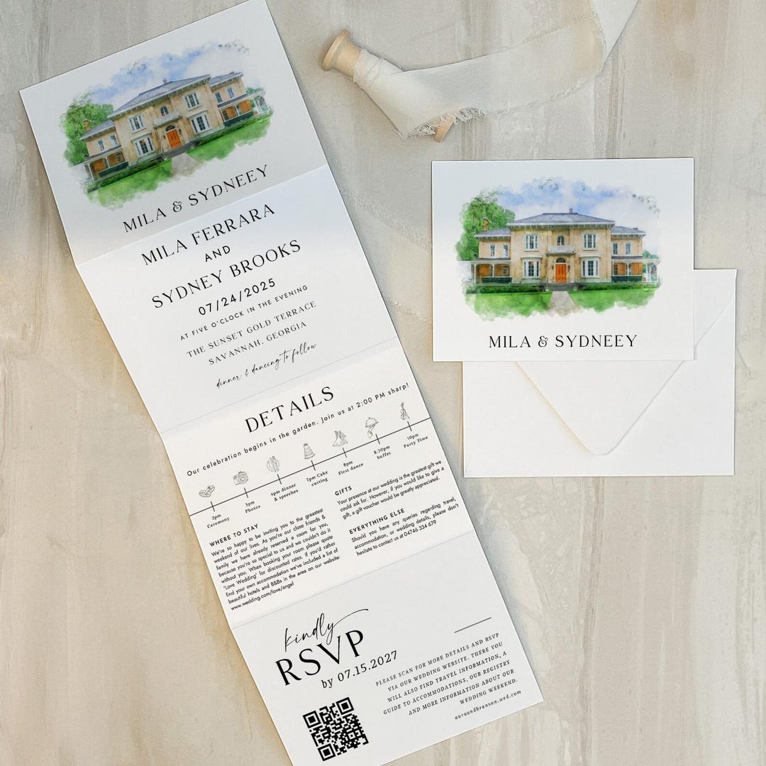 Concertina Trifold Wedding Invitation Template, Concertina Invitation ...
