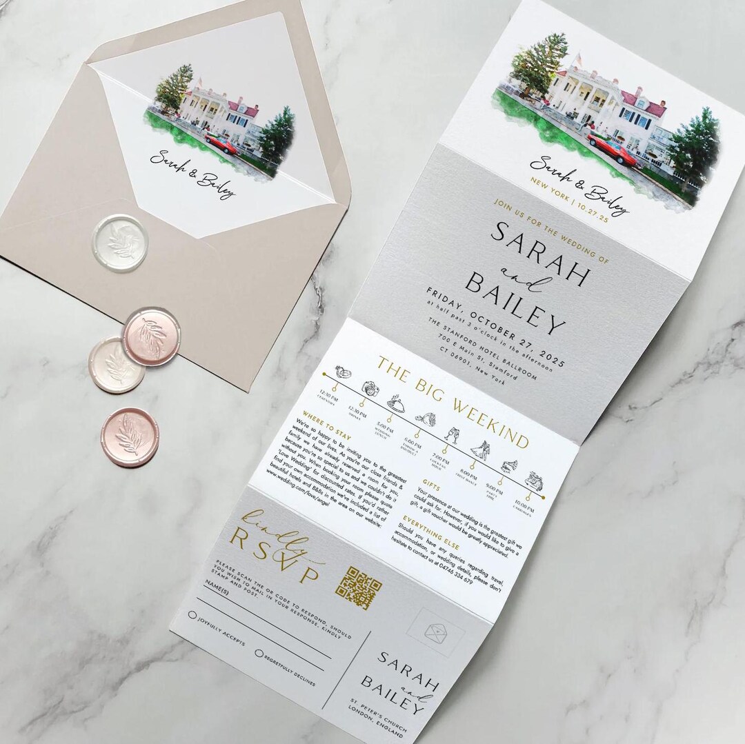 Concertina Trifold Wedding Invitation Template, Concertina Invitation ...