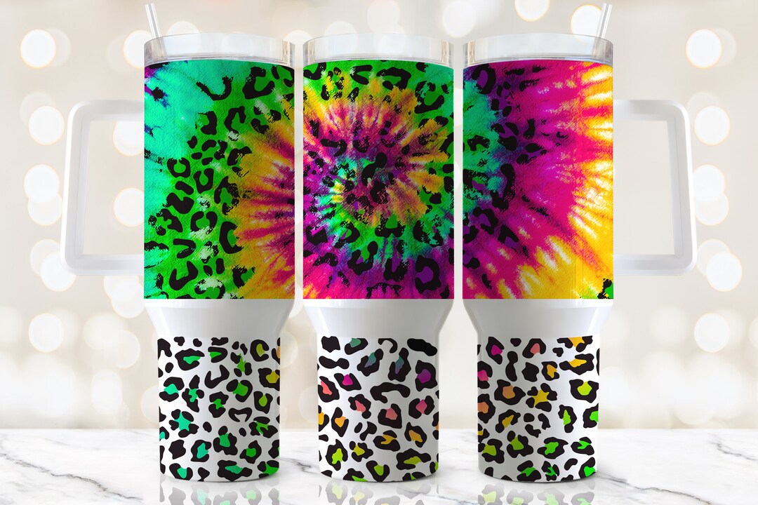 40oz Tye Die Leopard Quencher Tumbler Wrap, Pride, Lgbtq, Rainbow, Gay ...