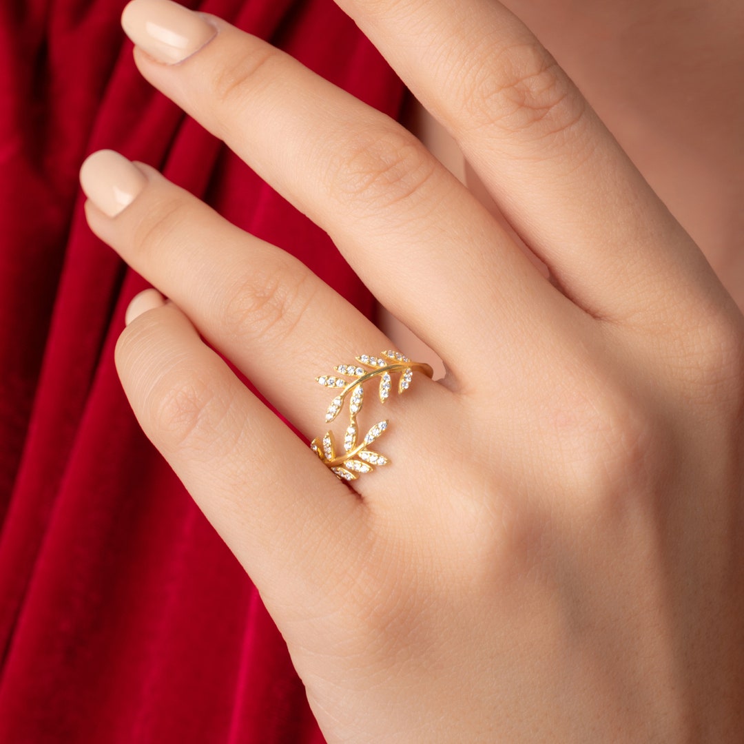 Leaf Bypass Ring • Spiral Leaf Eternity Unique Promise Ring • Everyday ...