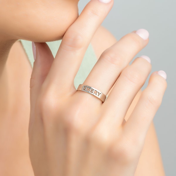 Cut Out Name Ring - Etsy