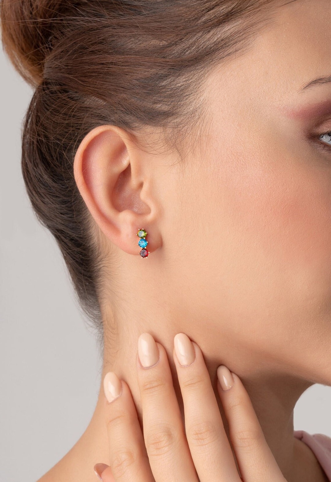 14K Raindrop Multi-stone Earrings • Your Family Birthstones • Gemstone ...