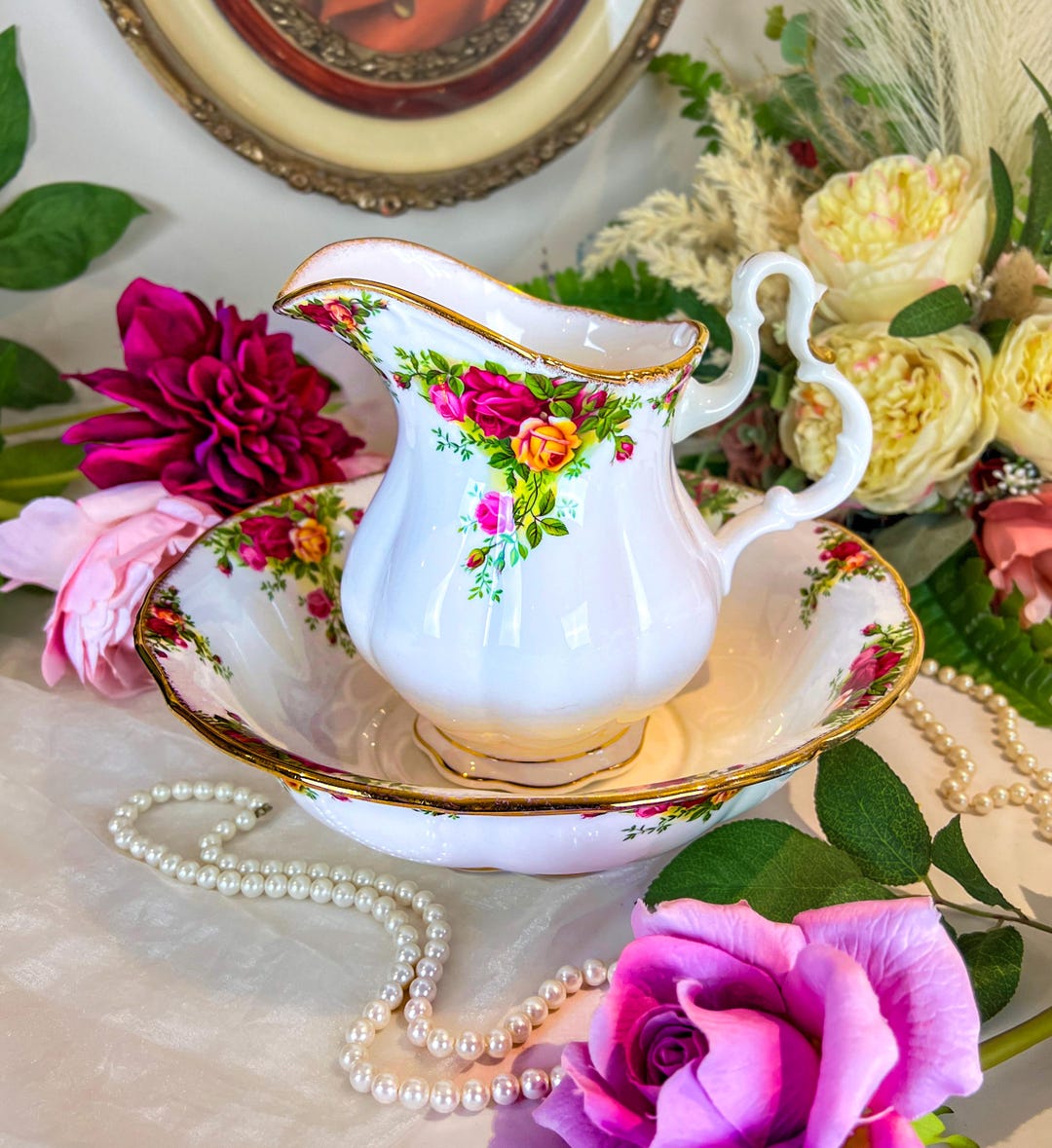 Vintage Royal Albert Old Country Roses Pitcher and Basin Set, 1st ...