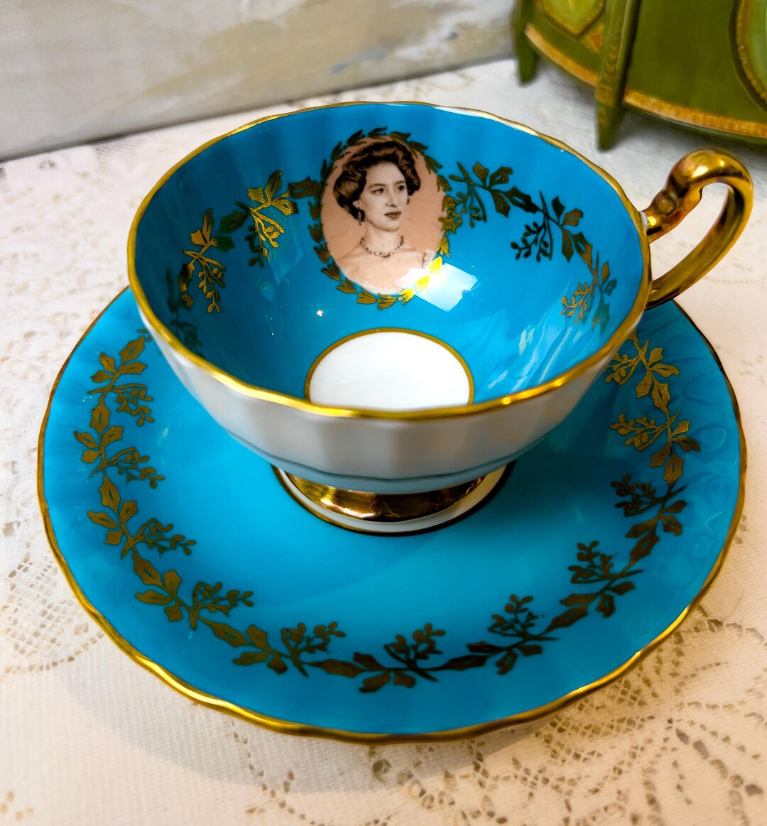 Vintage Blue Aynsley Princess Margaret Teacup and Saucer, Commemorate ...