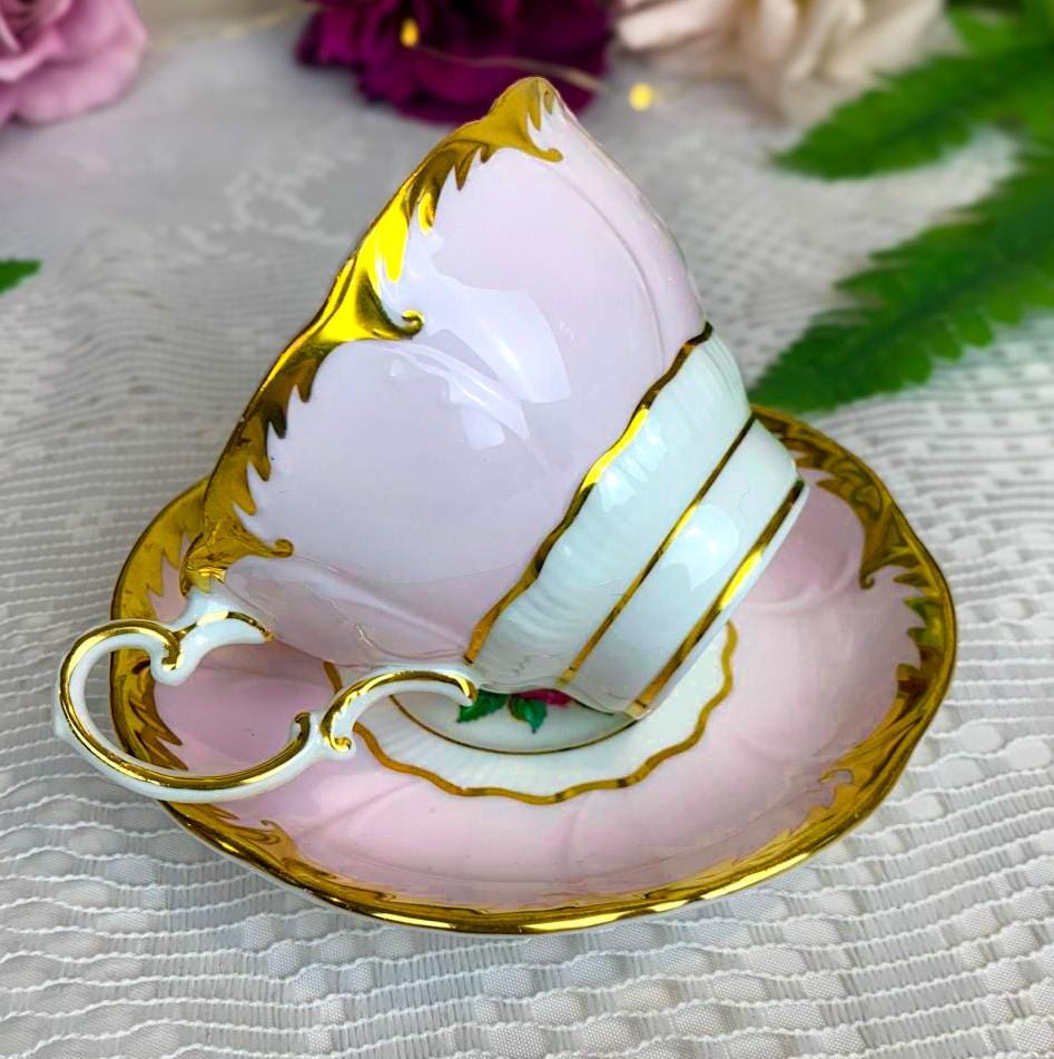 Pink Double Warrant Paragon Teacup and Saucer Set With Cabbage Rose ...