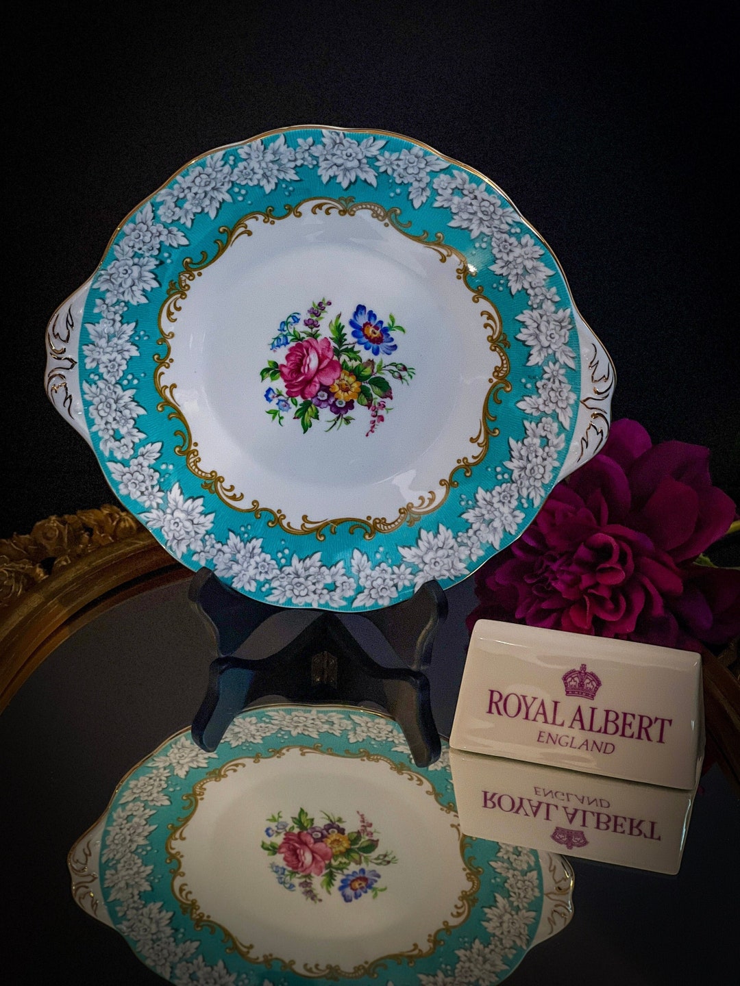 Vintage Royal Albert Enchantment Tab Handled Cake Plate With Small ...