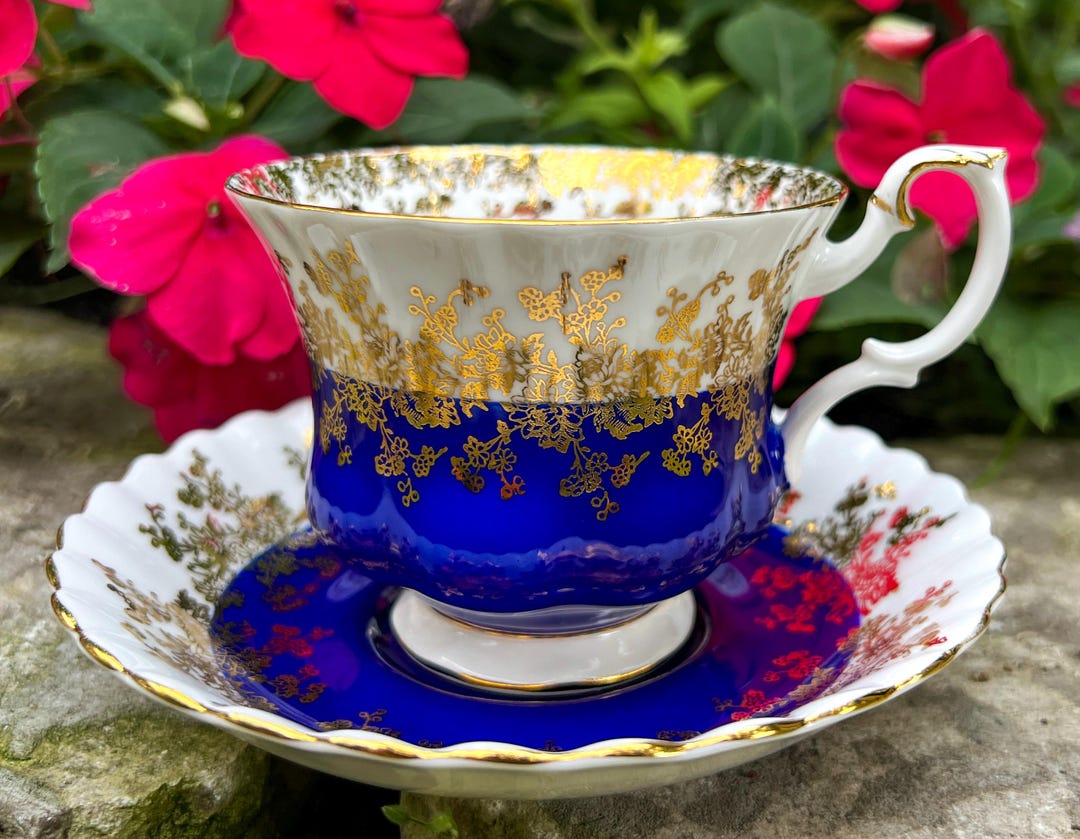Vintage Royal Albert Blue Regal Series Teacup and Saucer, English Bone ...