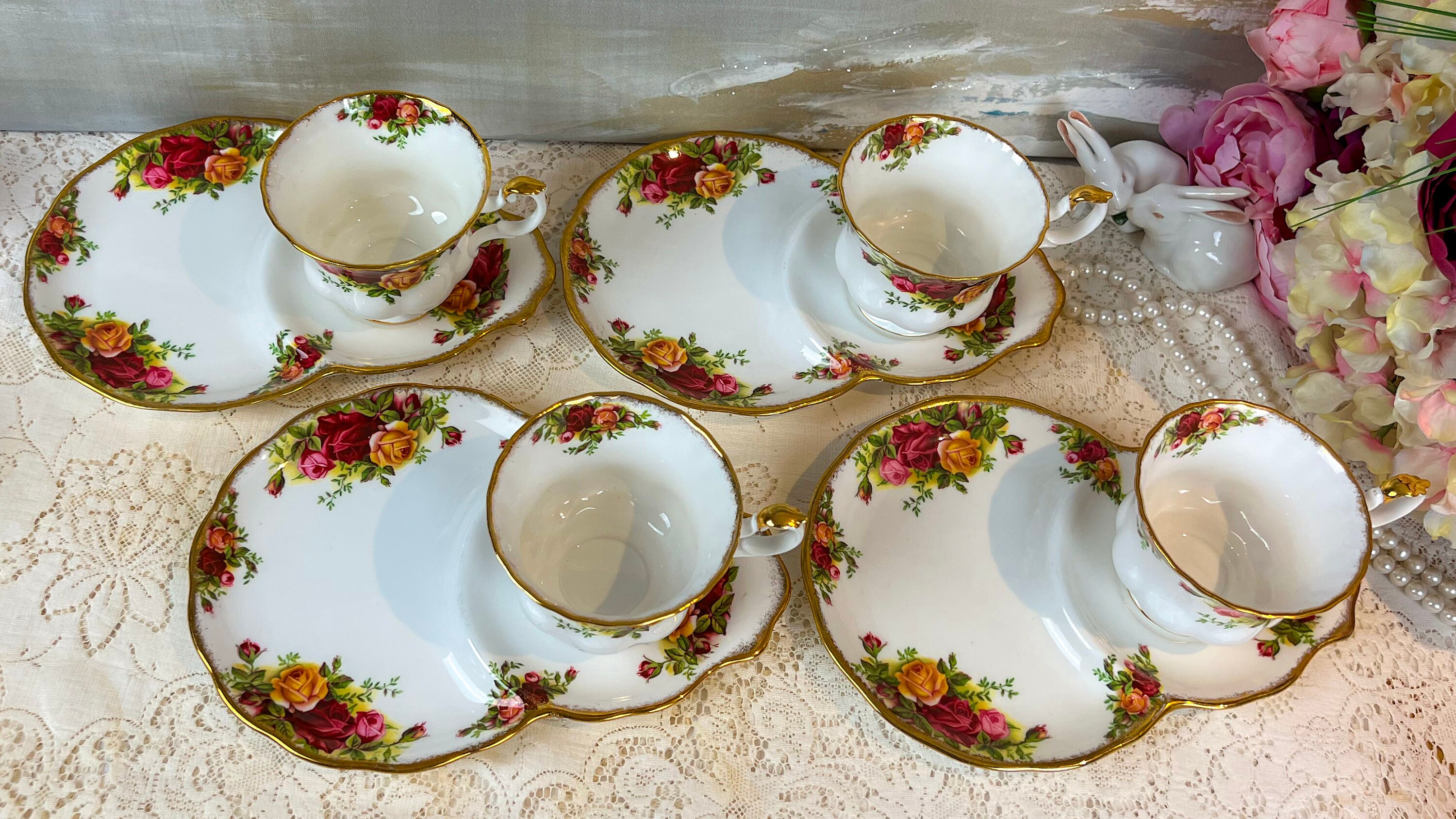 Vintage Royal Albert Old Country Roses Tennis Snack Plate With Teacup ...