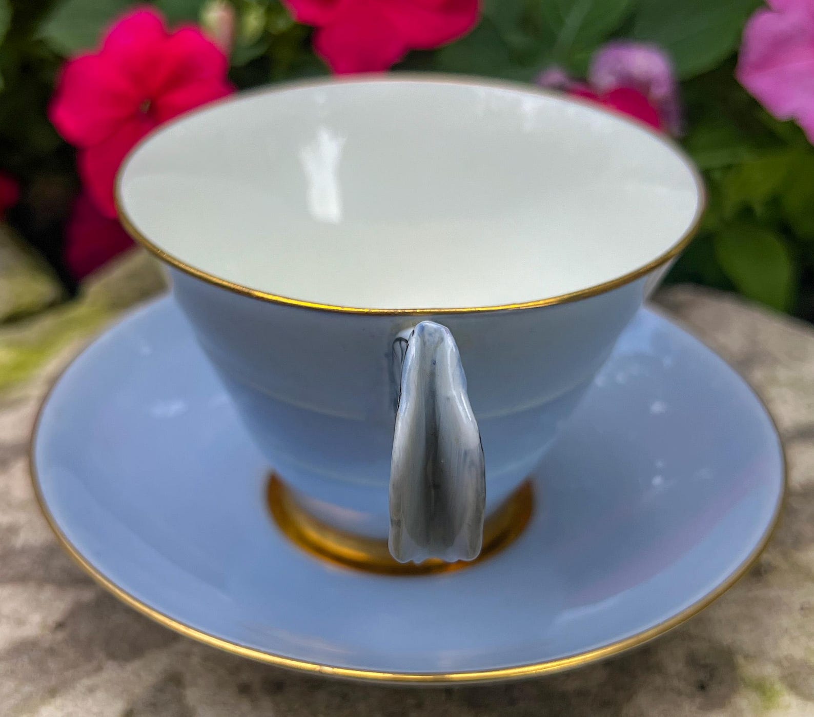 RARE 1930s Periwinkle Blue Paragon Flower Handle Teacup and Saucer ...