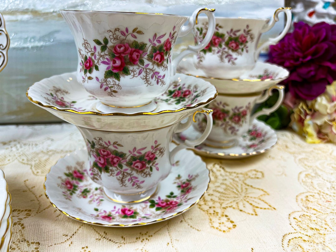Set of 6 Vintage Royal Albert Lavender Rose Tea Cups and Saucers ...