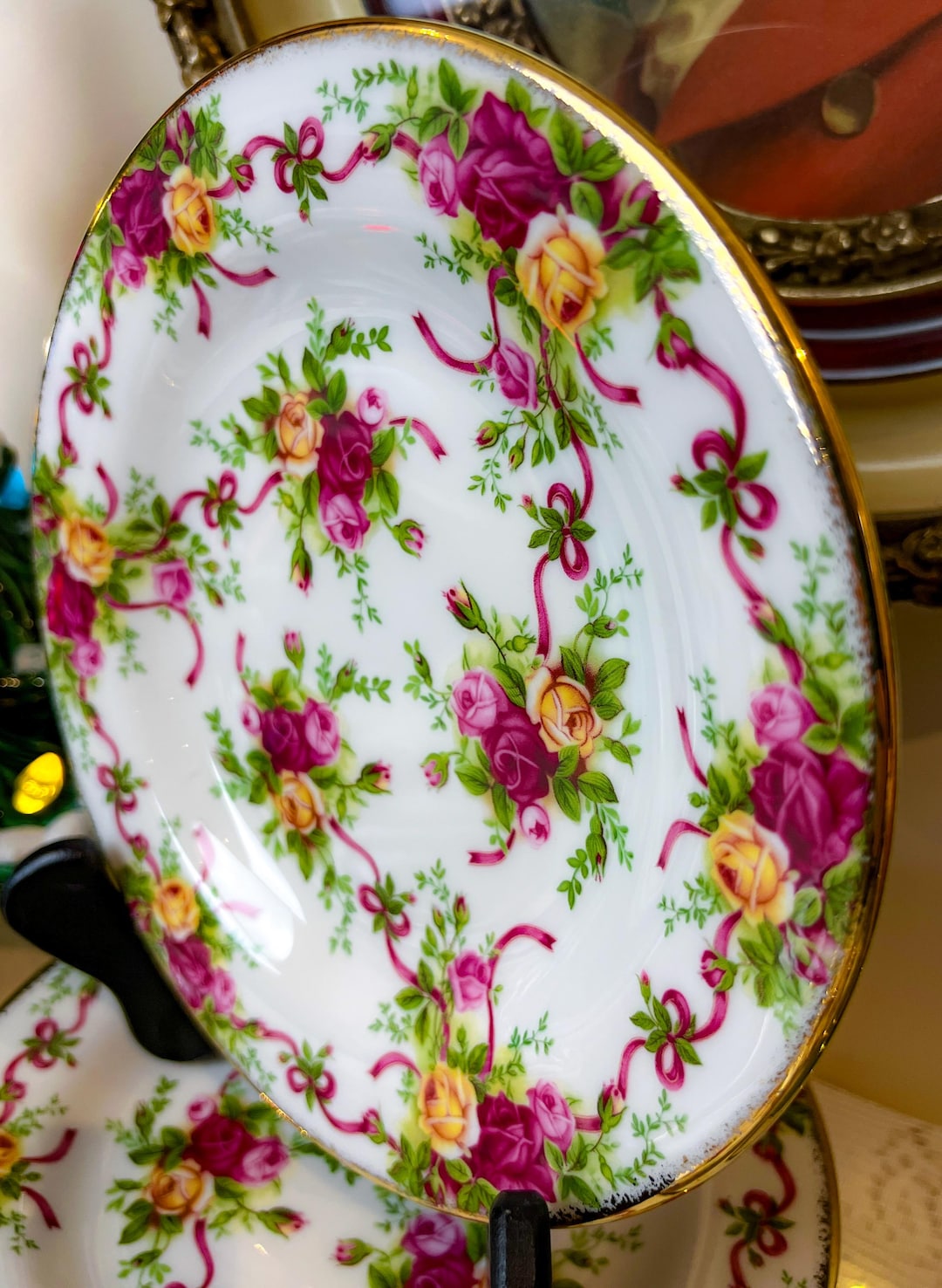 RARE Royal Albert Ruby Celebration Dessert/lunch Plates 8", Old Country ...