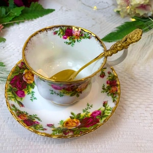 Rose Flower Teaspoons in Gold or Silver Plated Colors, Sold ...