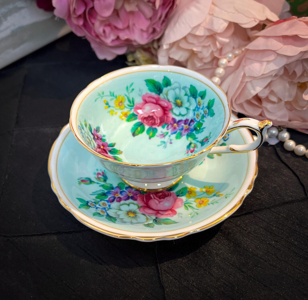 Rare 1930s Blue Double Warrant Paragon Teacup and Saucer With Cabbage ...