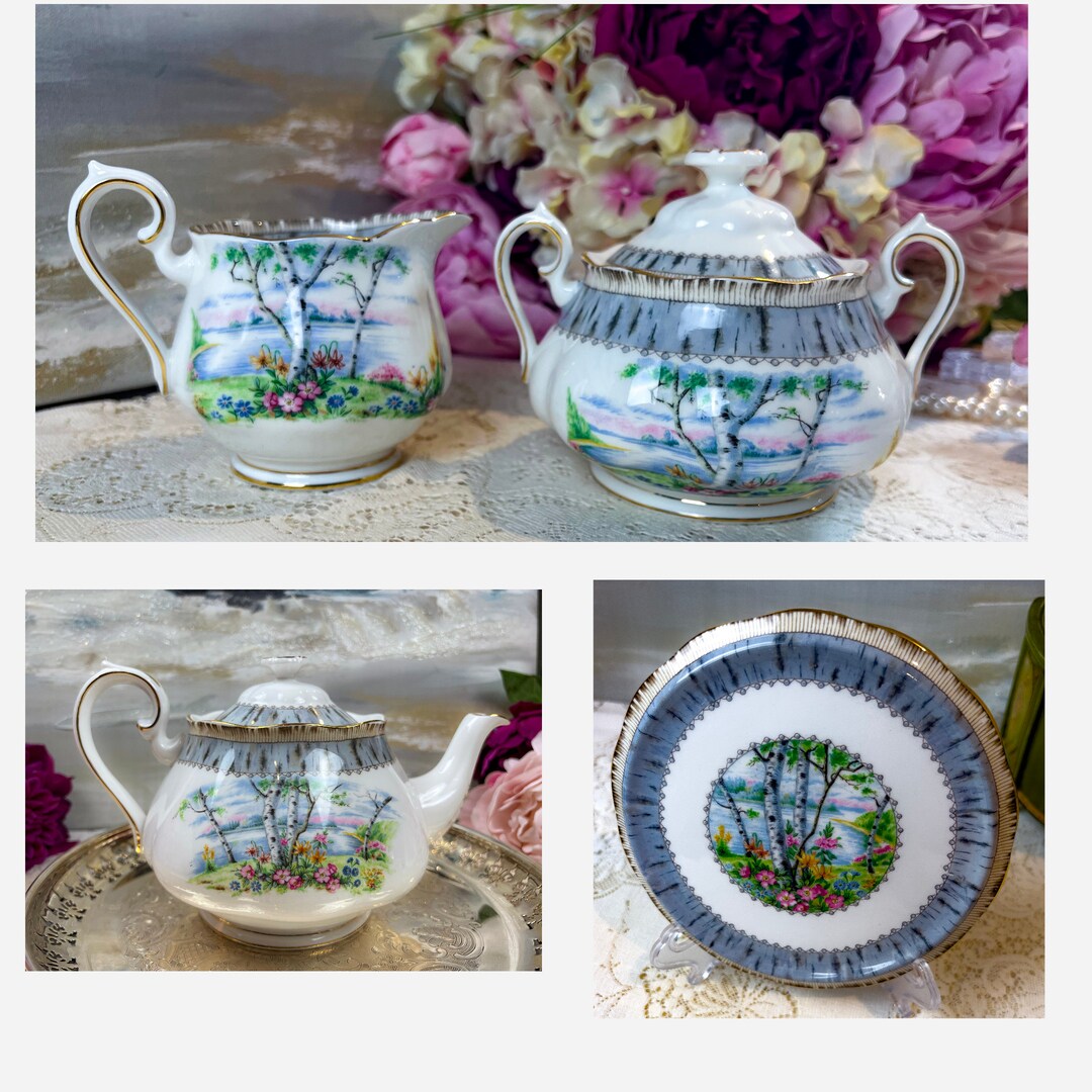 Vintage Royal Albert Silver Birch Large 6 Cup Teapot With Trivet ...